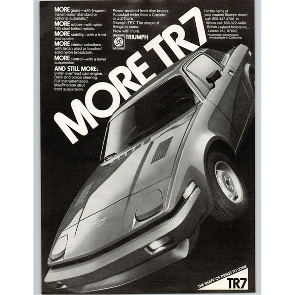 Triumph | Art | 978 Triumph More Tr7 Vintage Print Ad British Sports ...